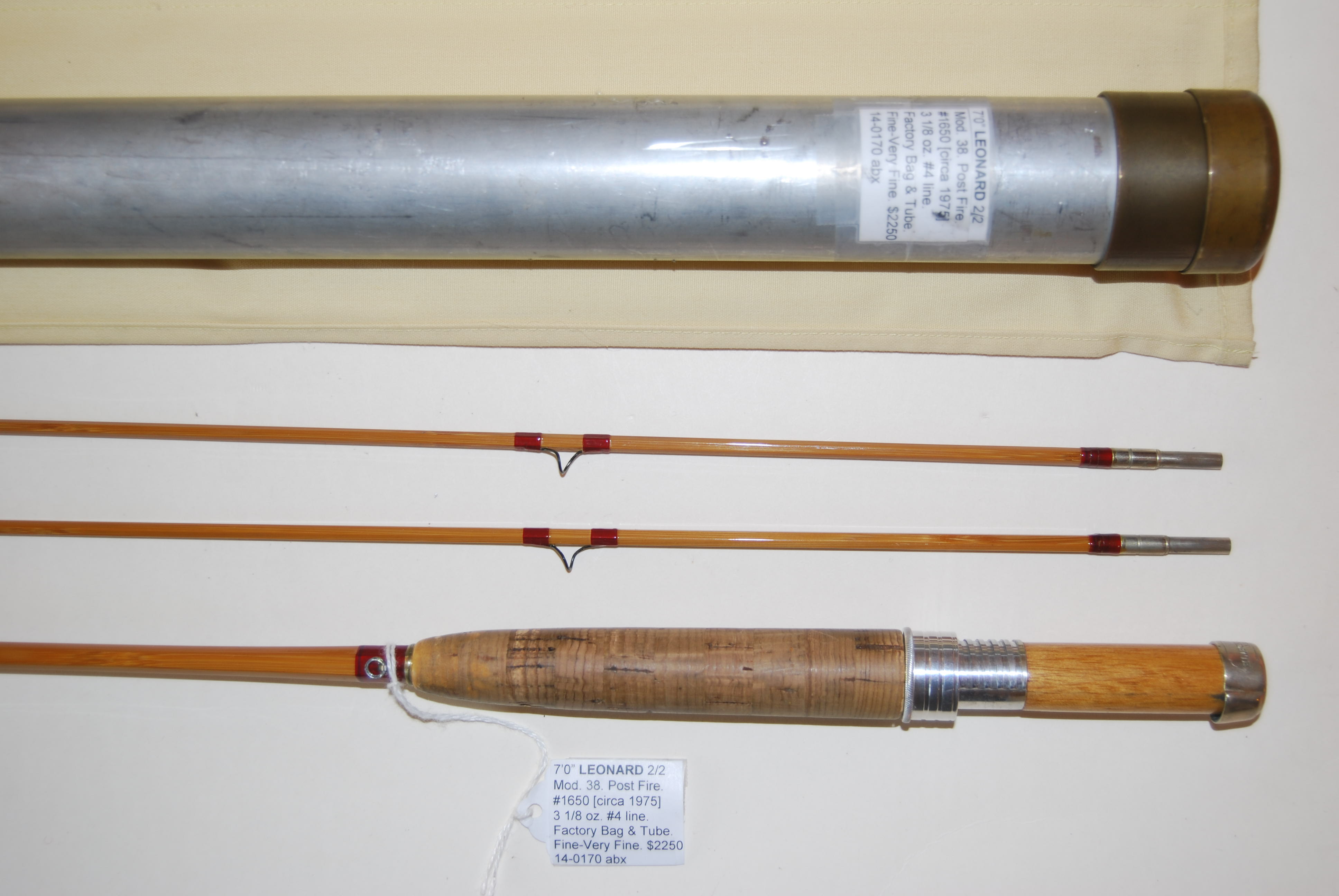 7'0" LEONARD Model 38. 2/2. 3 1/8 oz. #4 line. Serial No. 1650. SOLD