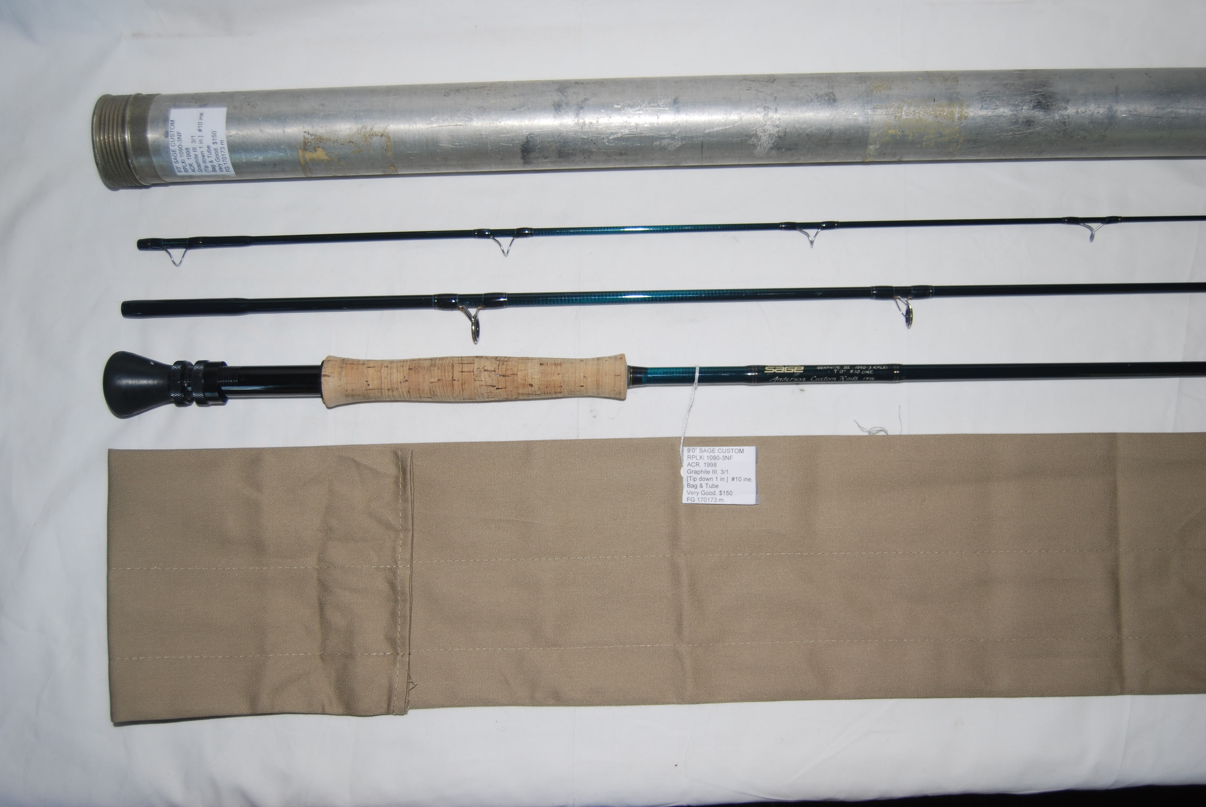 9'0" SAGE CUSTOM RPLXi 1090-3 NF. Anderson Custom Rods 1998. Graphite ...